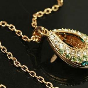 Gold Plated Angel Tear Crystal Water Drop Pendant Necklace-blue ...