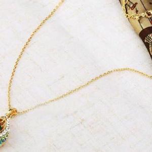 Gold Plated Angel Tear Crystal Water Drop Pendant Necklace-blue ...