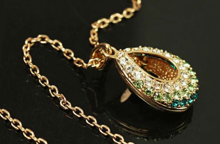 Gold Plated Angel Tear Crystal Water Drop Pendant Necklace-blue ...